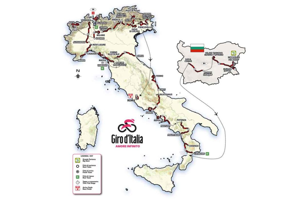 Giro d'Italia 2026: Strecke und Etappen der 109. Italien-Rundfahrt ...